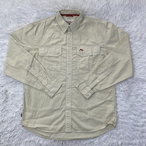 Simms | Shirts | Simms Shirt Mens Small Yellow Tattersall Check Cotton ...